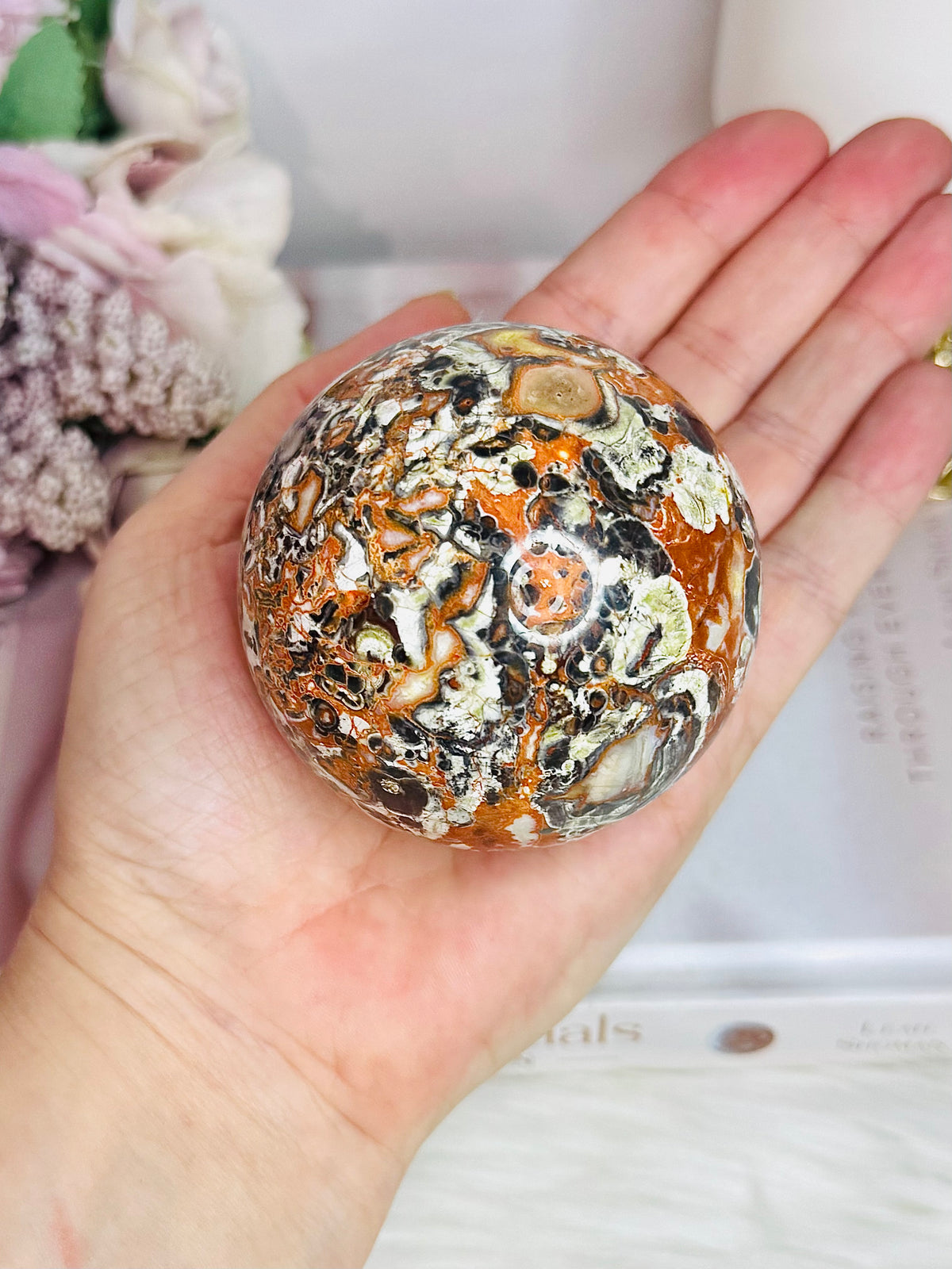 Large Money Agate Sphere On Stand 353g | Beachy Blues Crystals