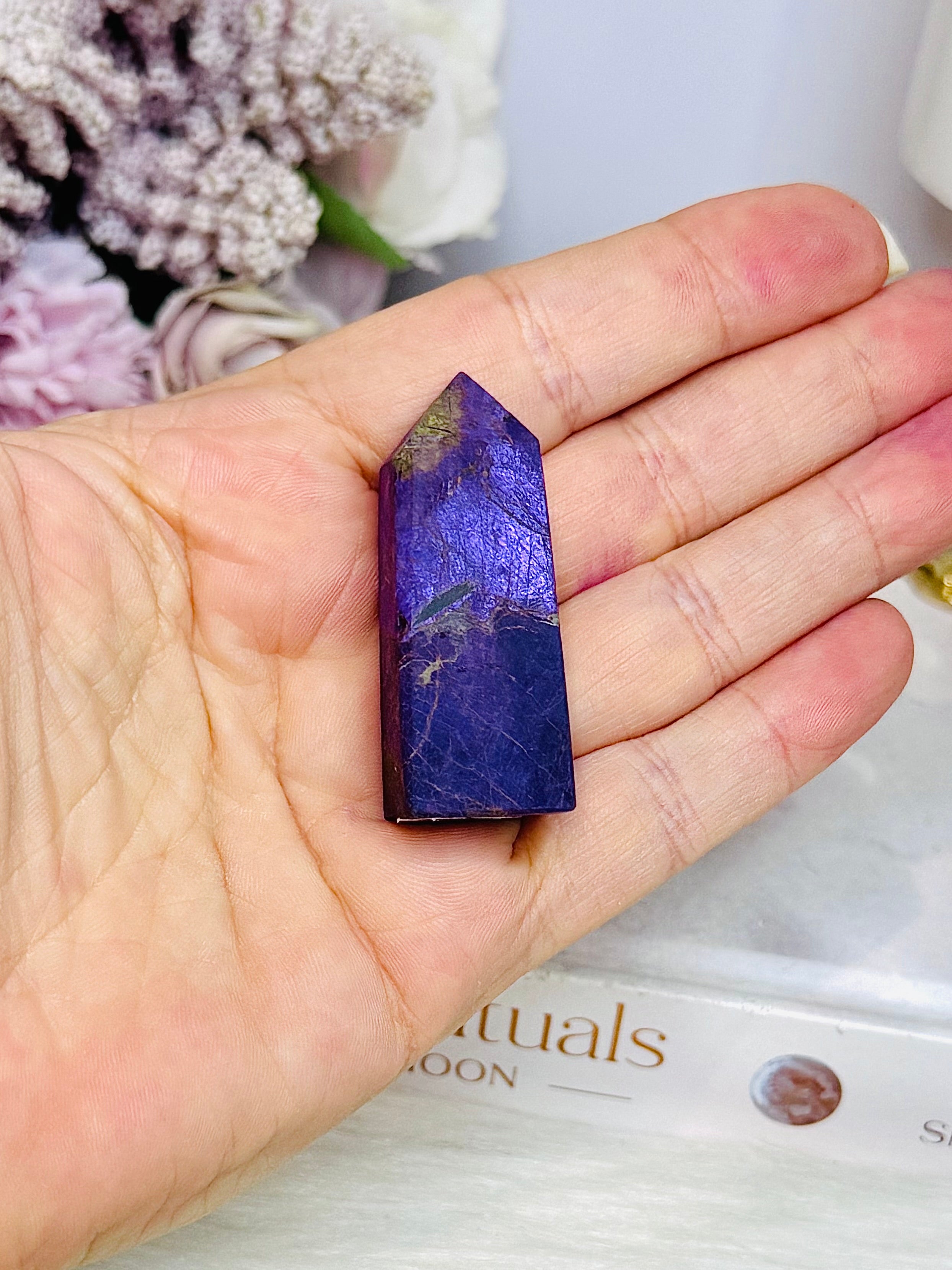 Natural Purpurite Point | Tower 5cm | Beachy Blues Crystals